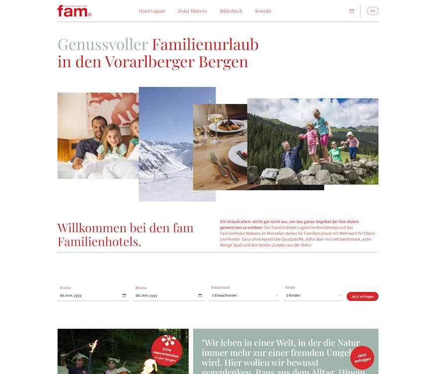 fam family hotels | weitweit Webentwicklung